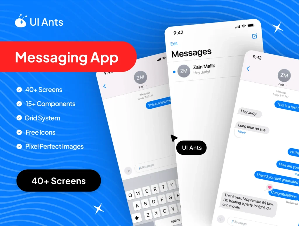 Chat Mate | Messaging Mobile App UI Template Kit | Uiants